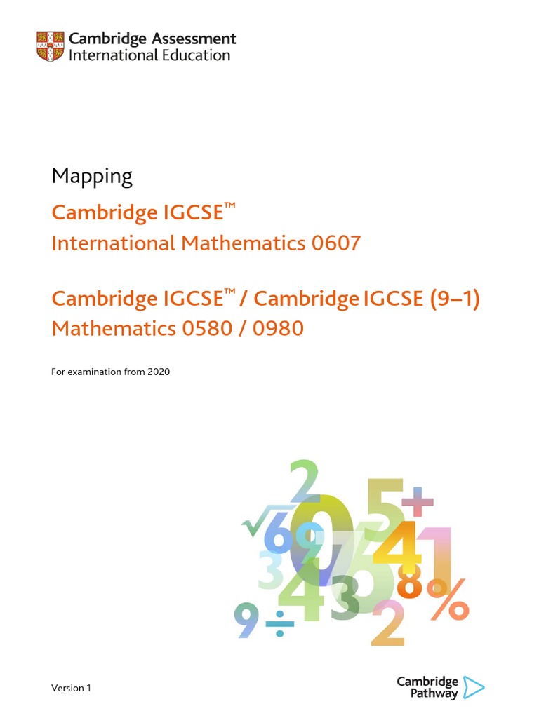 0607 Mapping To 0580 Igcse Mathematics For Examination From 2020 Pdf