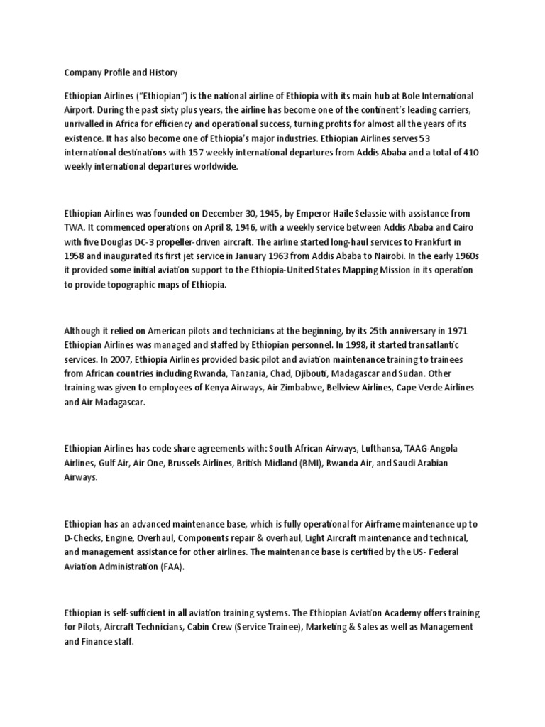 Company Profile and History | PDF | Aviation | Transport