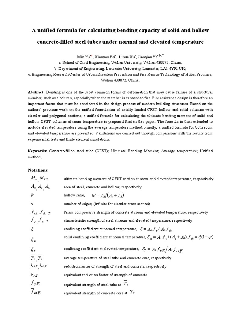 Solid and Hollow CFST Bending Moment PDF | Download Free PDF | Bending ...