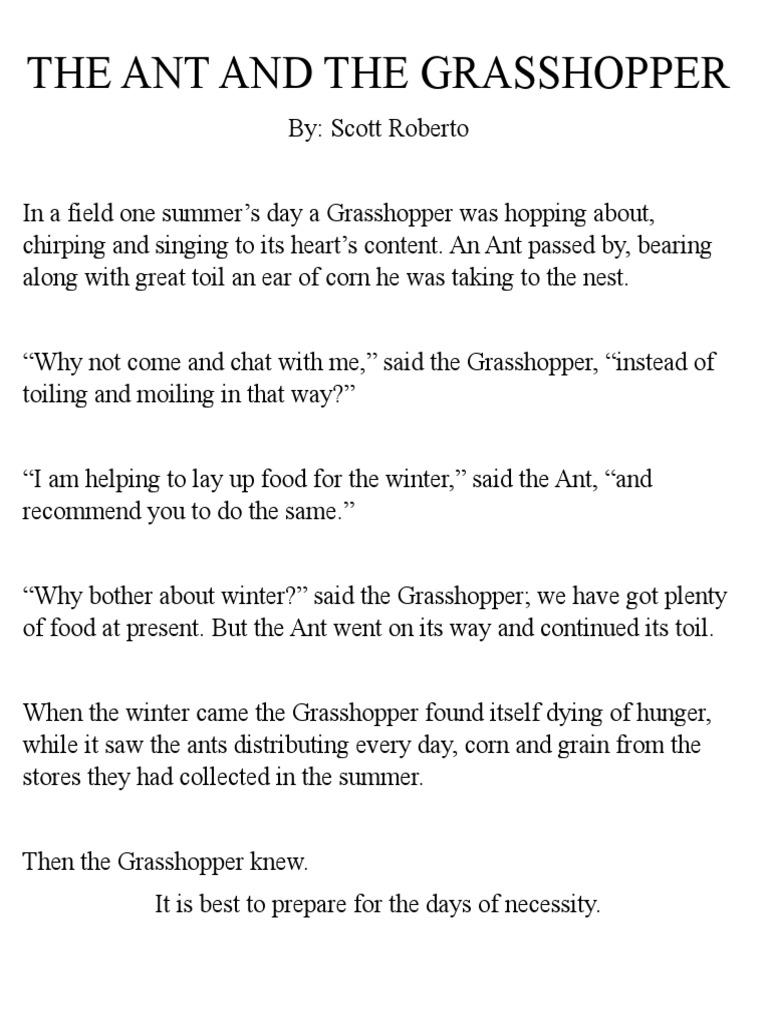 Ant and Grasshopper: A Cautionary Tale | PDF