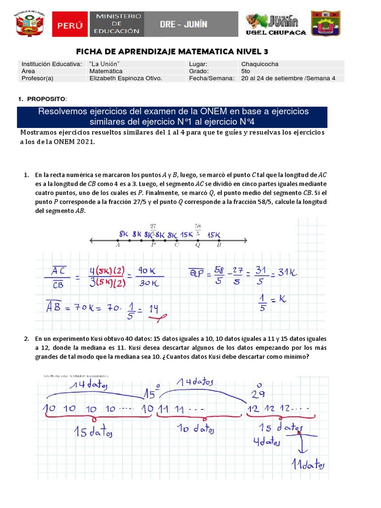 Ejercicios de Matemáticas ONEM 5to Grado | PDF | Cue Sports