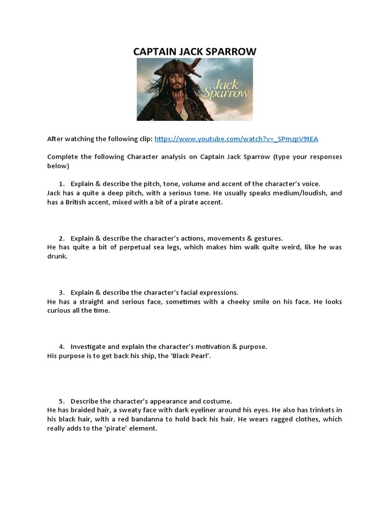 CAPTAIN JACK SPARROW Worksheet (11) (1) (2) | PDF
