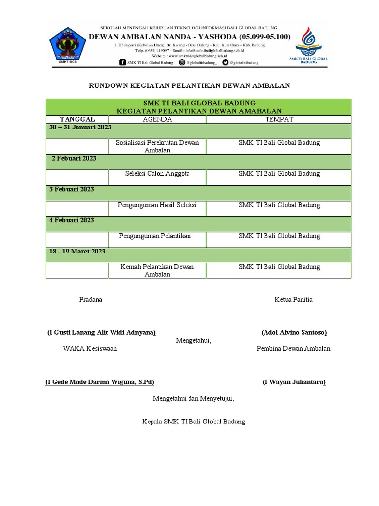 Rundown Acara Pelantikan Dewan Ambalan | PDF