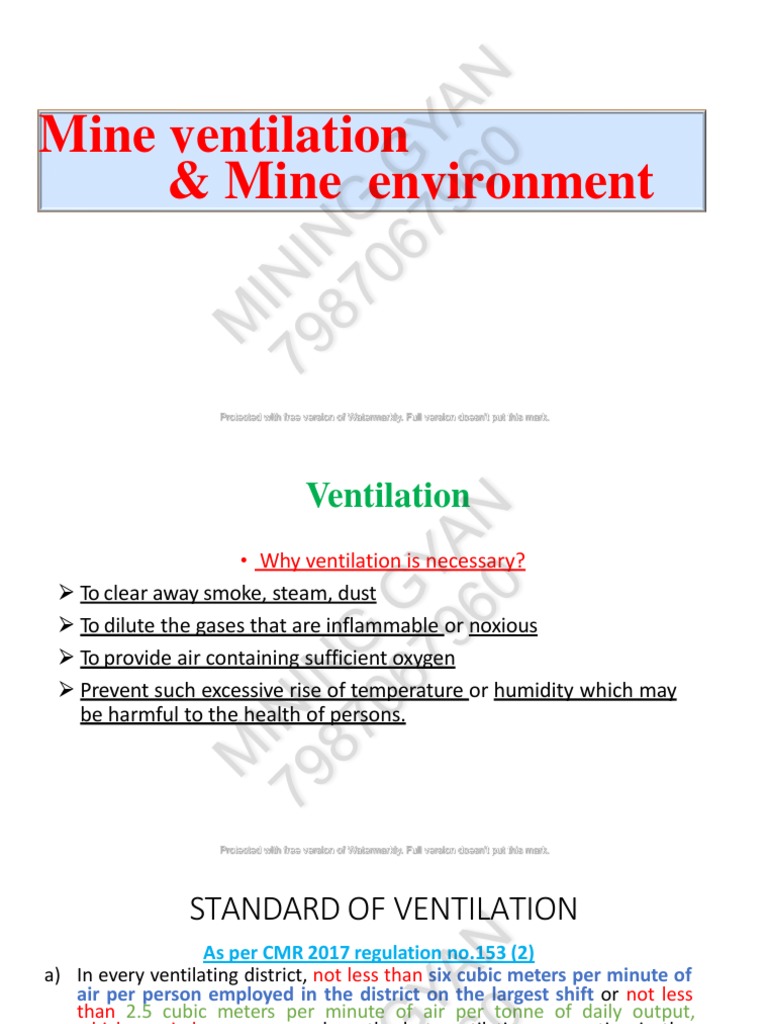 Mine Environment & Ventilation Notes By Mining Gyan (1).pdf | PDF ...