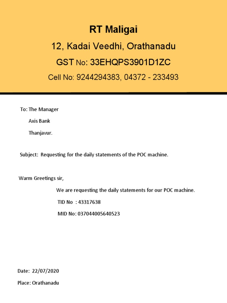 Request for POC Machine Statements | PDF | Technology & Engineering