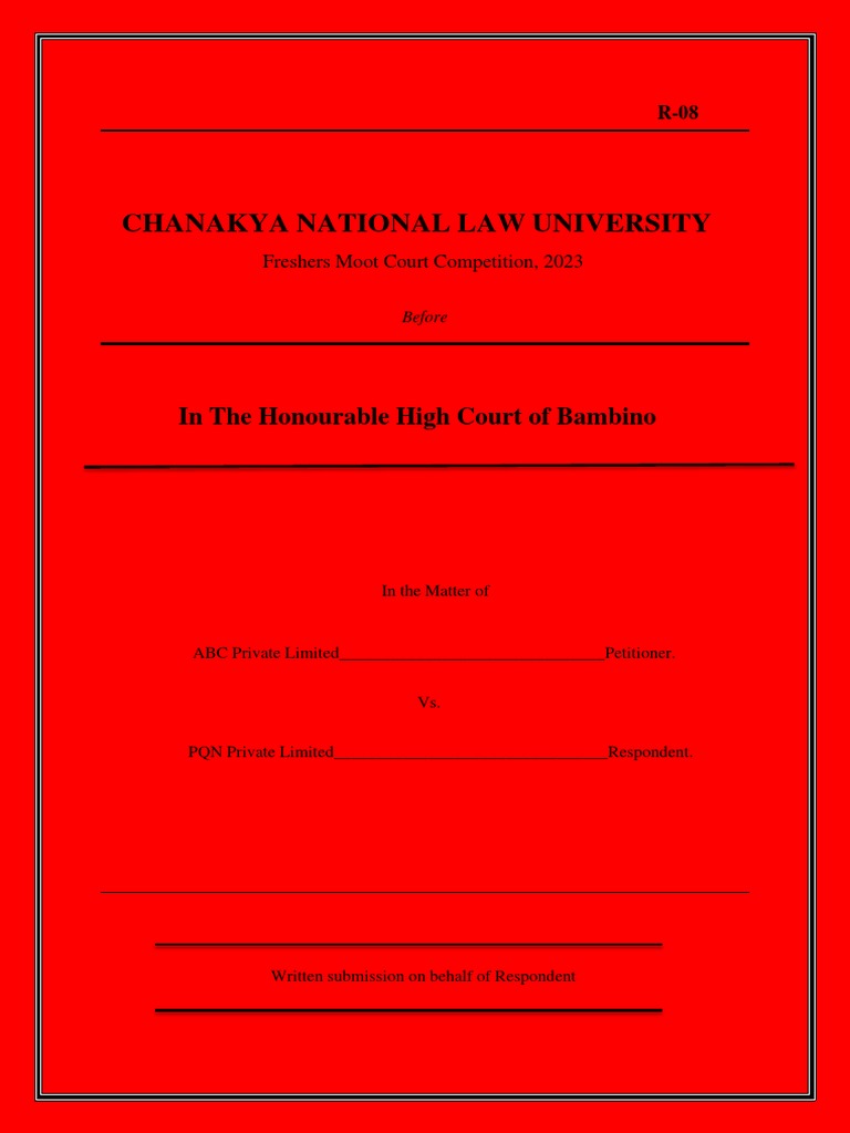 Respondent Memorial for Moot Court 2023 | PDF | Damages | Breach Of ...