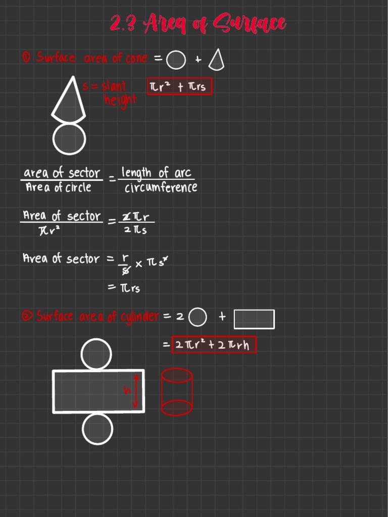 Surface Area of Cone & Cylinder (18 - 4 - 21) PDF | PDF | Area ...