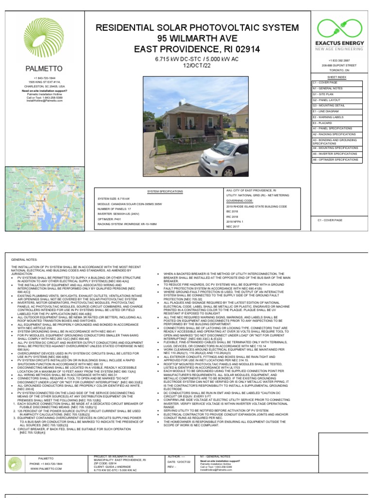 95 Wilmarth Ave Guida Andrade Permit Package | PDF | Photovoltaic System | Photovoltaics