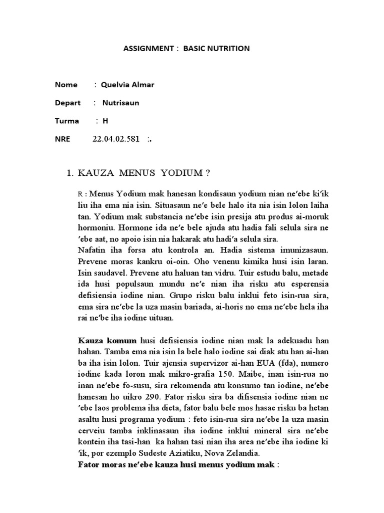 Assignment Basic Nutrition | PDF