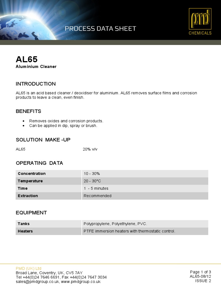 AL65-Aluminium - de Oxidation Cleaner | PDF | Sodium Hydroxide | Corrosion