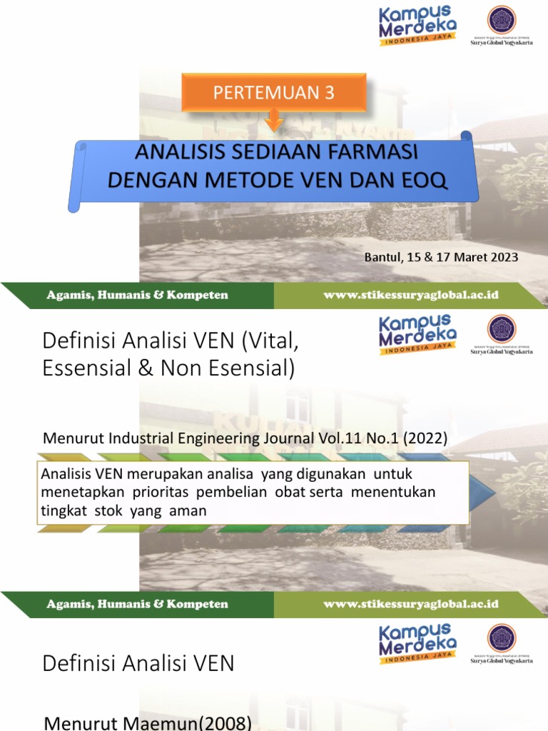 Materi Analisis Sediaan Farmasi Metode VEN & EOQ | PDF