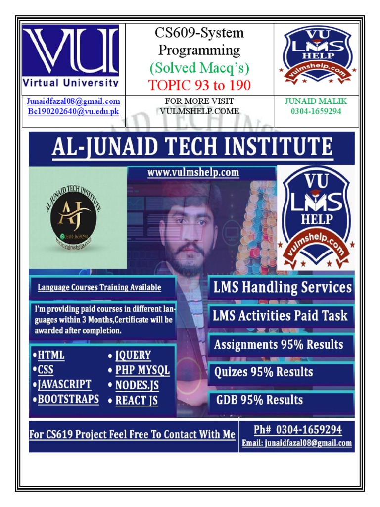 CS609 SOLVED MCQs FINAL TERM BY JUNAID | PDF | Thread (Computing) | Process (Computing)