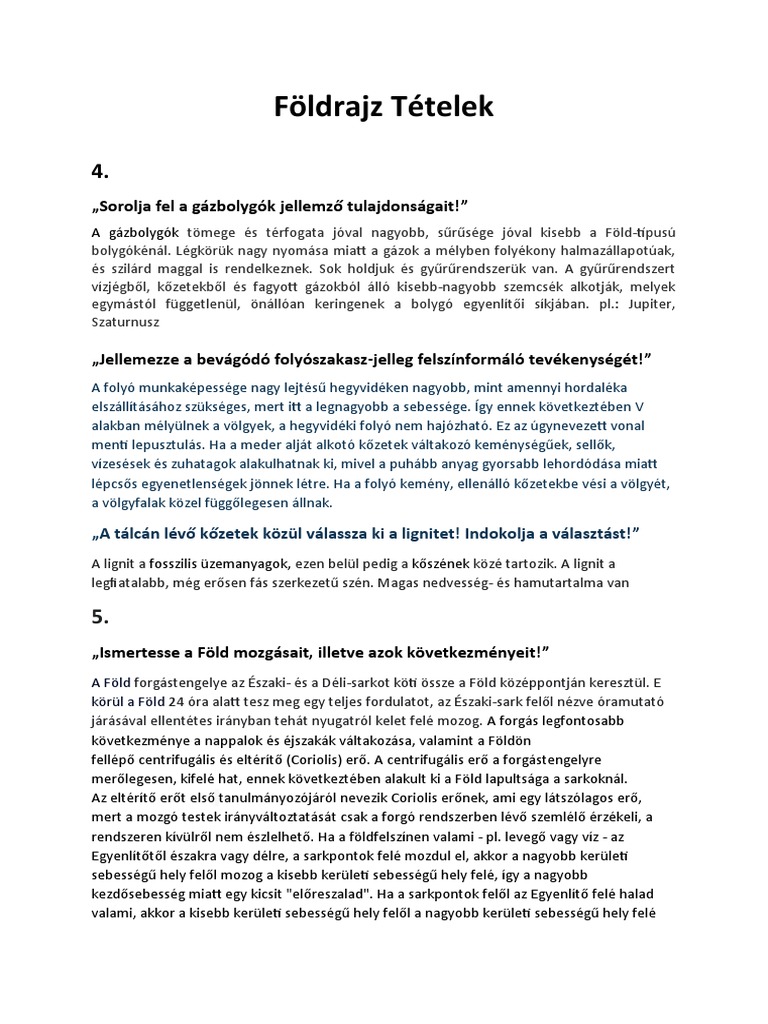 Földrajz Tételek | PDF