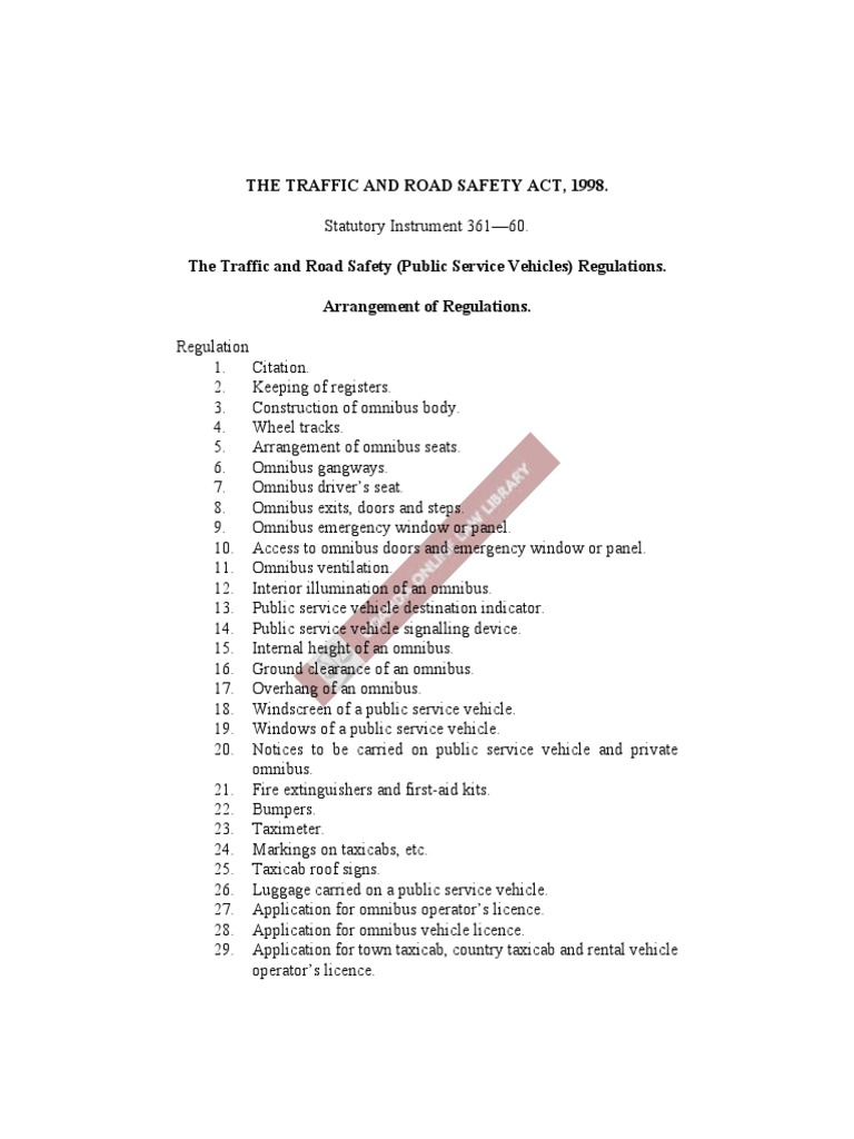 Public Service Vehicle Safety Regulations | PDF | Bus | License
