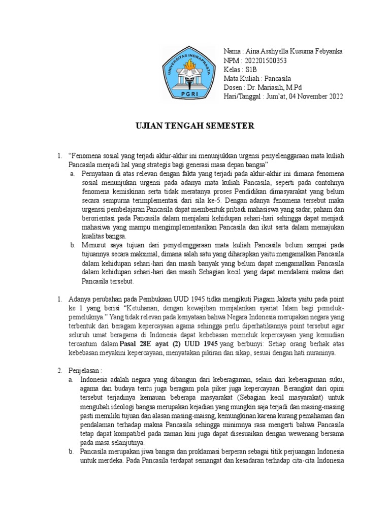 Uts Pancasila | PDF