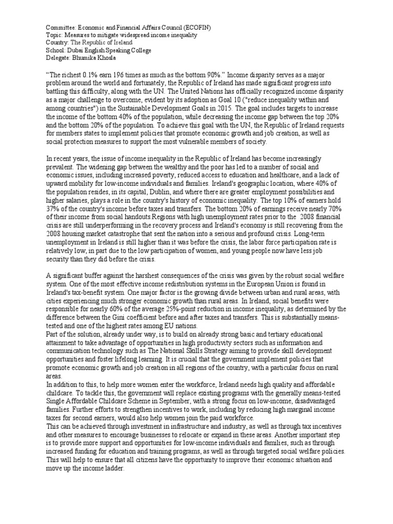 Ireland - ECOFIN - Position Paper | PDF | Economic Inequality ...