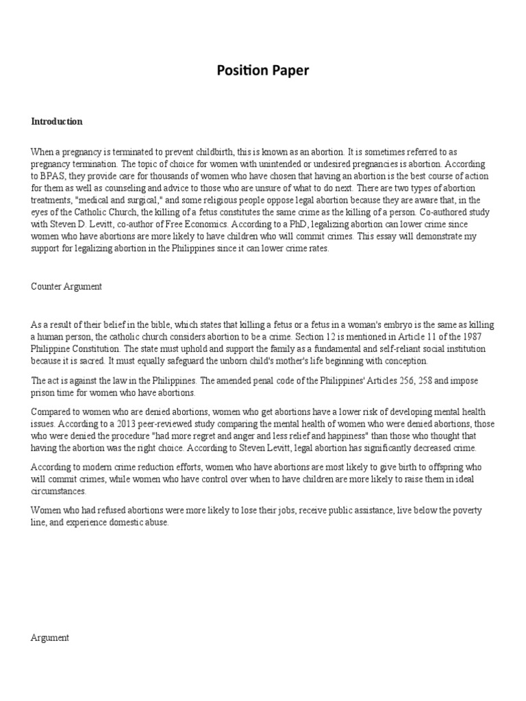 Position Paper | PDF | Abortion | Pregnancy