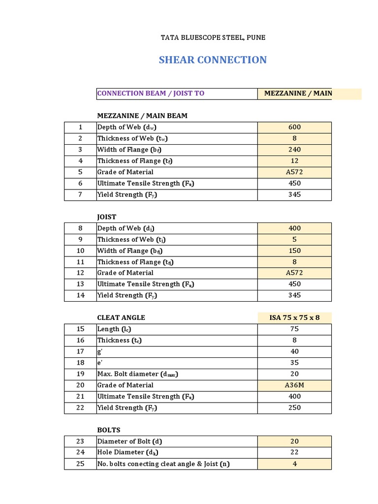 AISC (ASD) Shear Connection - Cleat Angle | PDF | Screw | Beam (Structure)