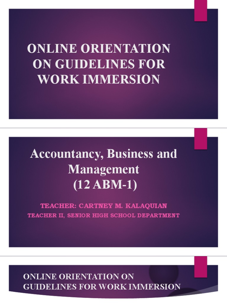 Online Orientation On Guidelines For Work Immersion | PDF | Résumé | Job Interview