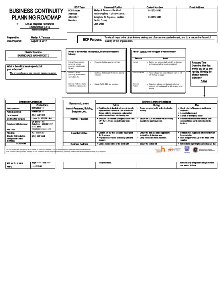 BCP Roadmap LIFE | PDF | Emergency