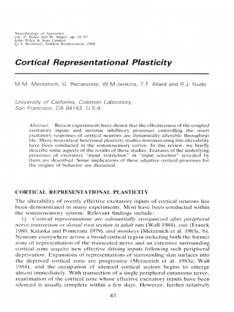 04 Neurocortex Merzenich Et Al PDF | PDF | Cerebral Cortex ...