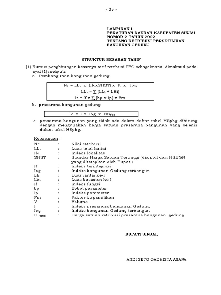 Lampiran Perda PBG Akhir | PDF