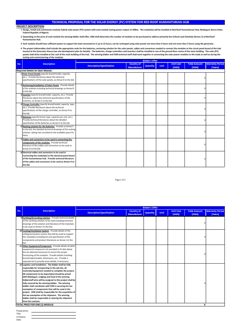 A Comprehensive Proposal to Design, Install, and Commission Modular ...