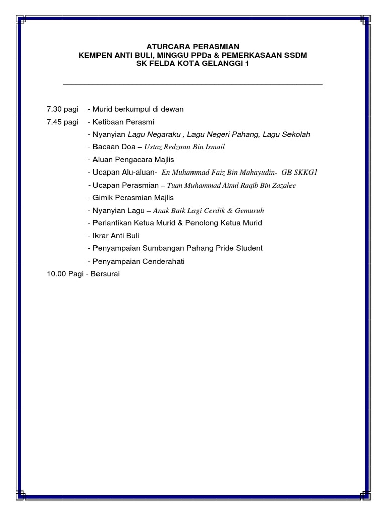 Tentatif Program Pelancaran PDF | PDF Tentatif Program Pelancaran PDF | PDF