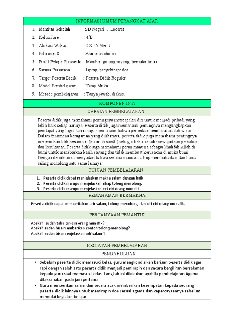 MODUL AJAR Kelas VI BAB 8 ANIS | PDF