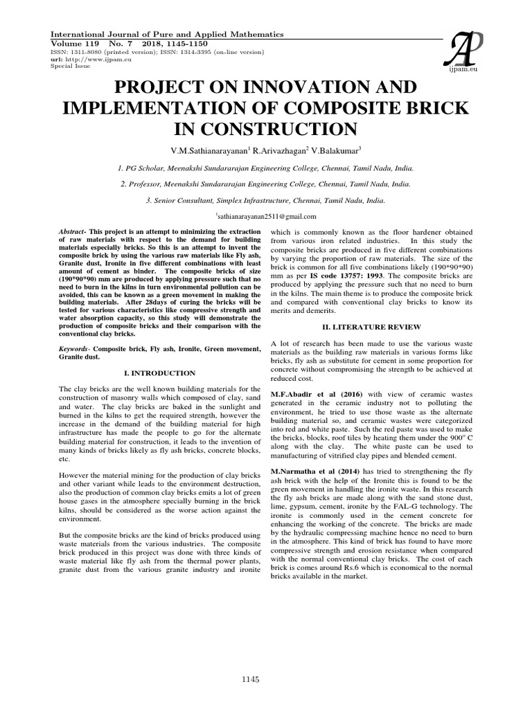 Project On Innovation and Implementation of Composite Brick in ...