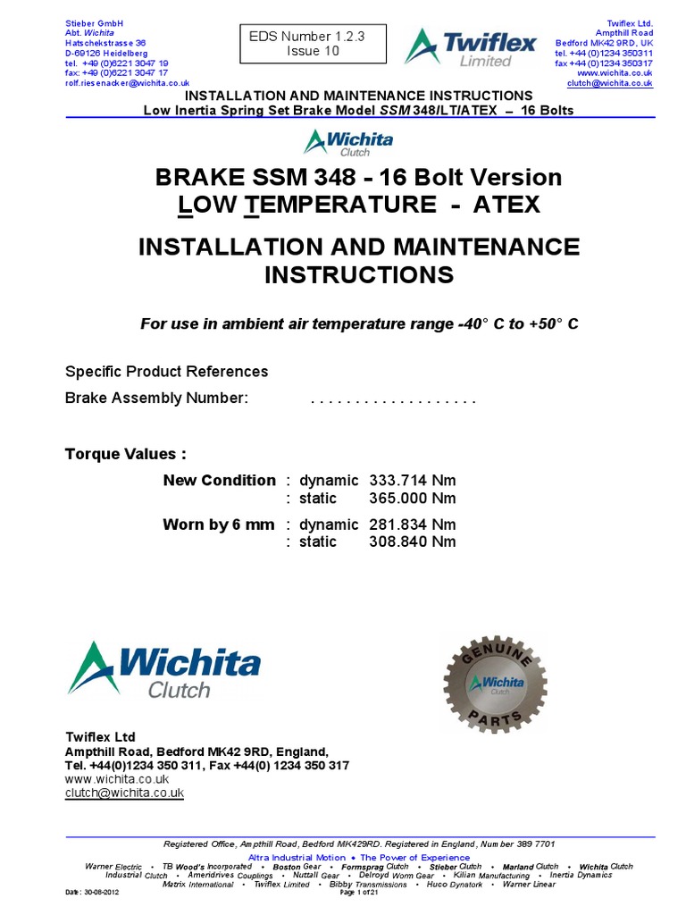 Wishita Low Inertia Spring Set Brake | PDF | Clutch | Mechanical ...