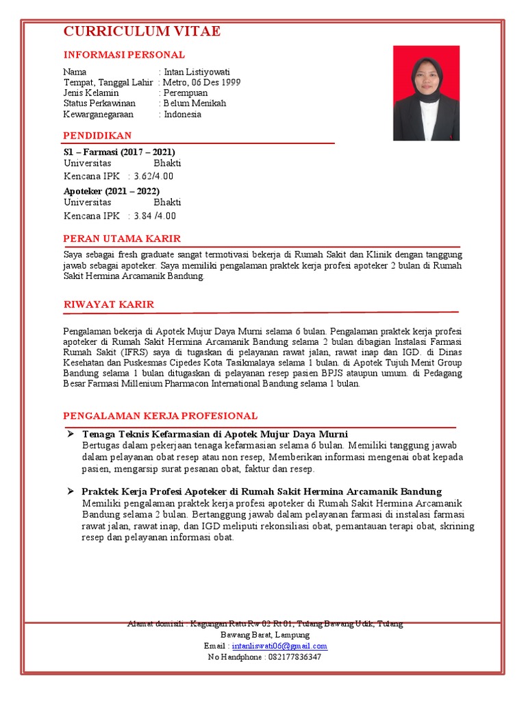 Curriculum Vitae: Informasi Personal | PDF