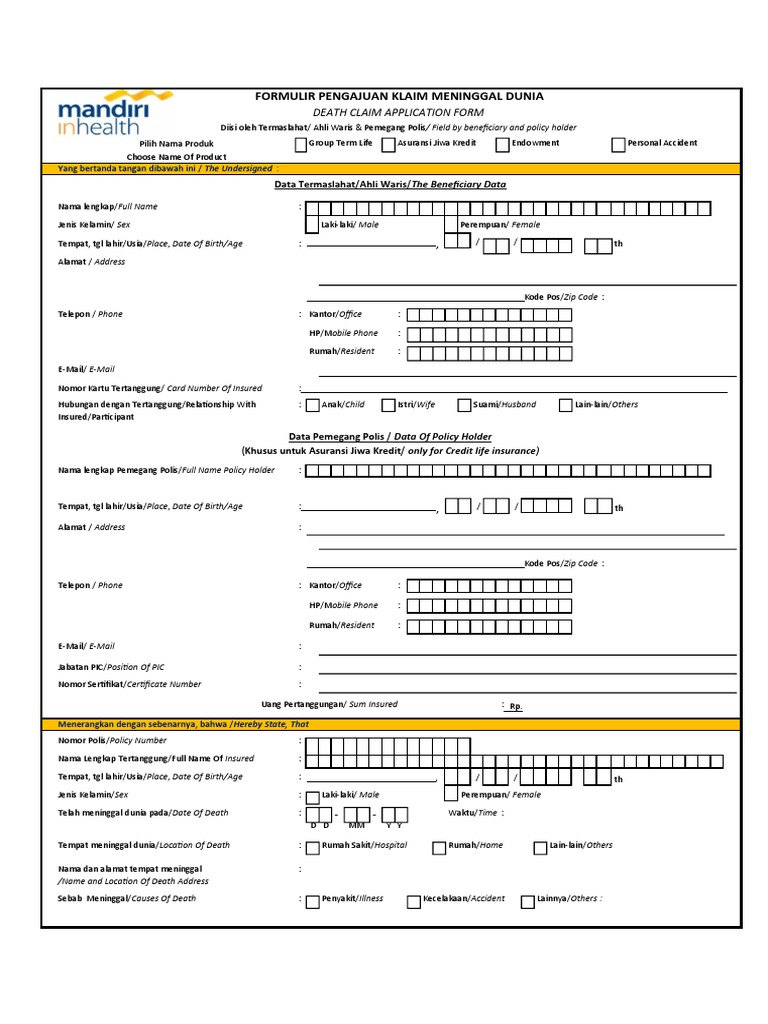 Formulir Klaim LIFE | PDF