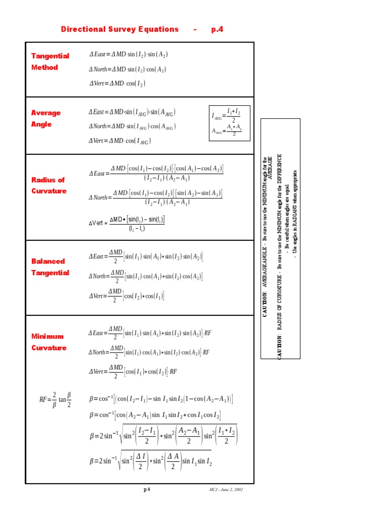 Directional Survey Equation | PDF | Angle | Mathematical Analysis