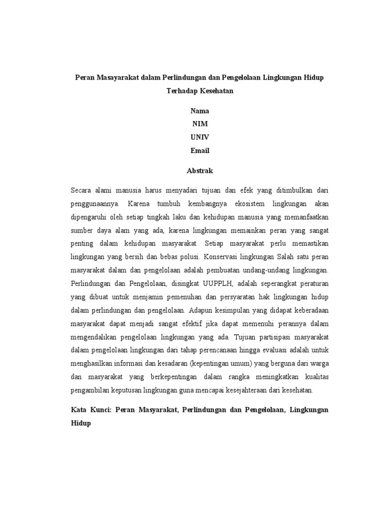 Peran Masayarakat Dalam Perlindungan Dan Pengelolaan Lingkungan Hidup ...