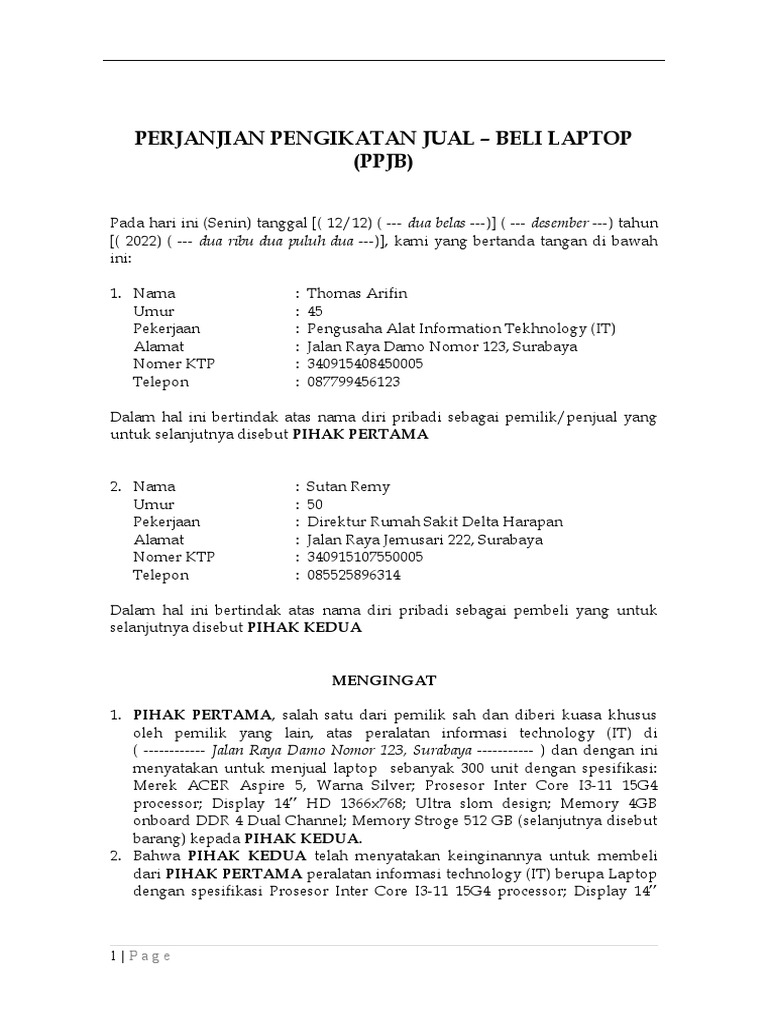 Surat PPJB Laptop | PDF