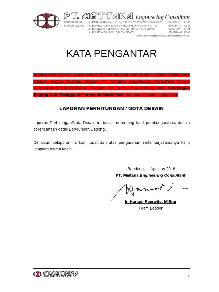 Desain Bendungan Bagong | PDF