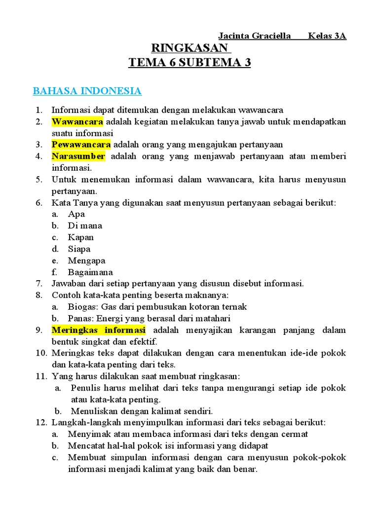 Ringkasan Tema 6 ST 3 | PDF