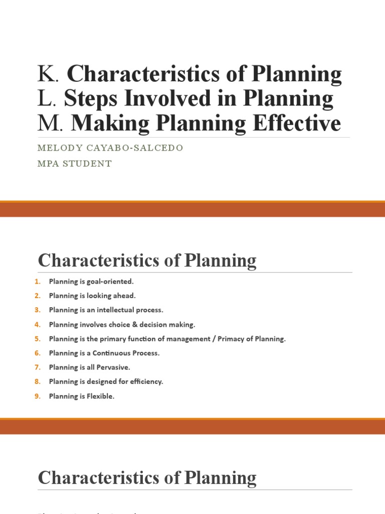 Characteristices of Planning | PDF | Career & Growth