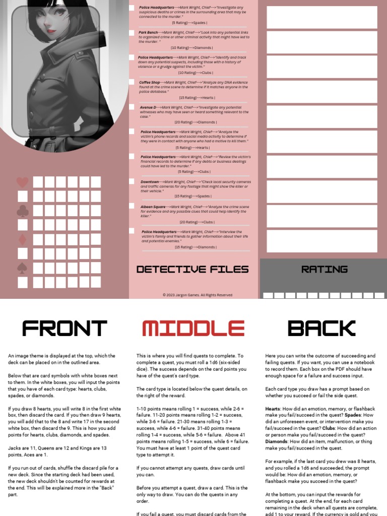 Detective Files One Page Journaling TTRPG PDF | PDF | Police | Playing ...