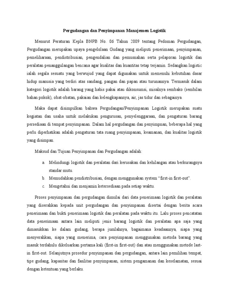 Pergudangan Dan Penyimpanan Manajemen Logistik | PDF | Bisnis ...