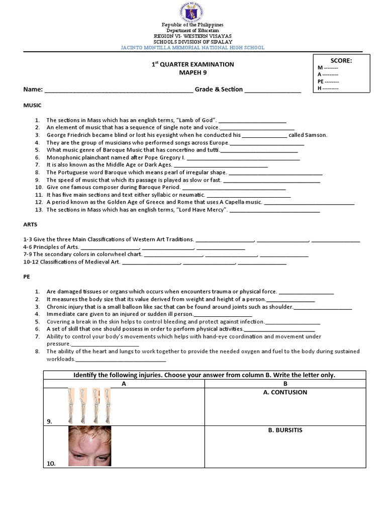Q1 Exam Grade9 | PDF