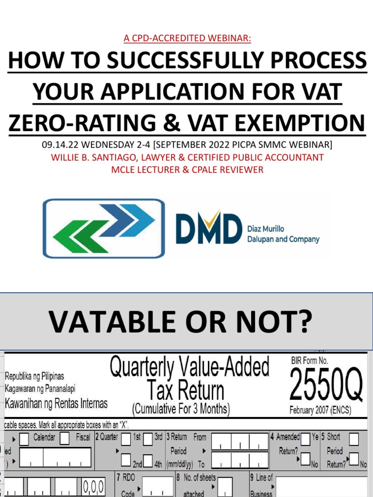 Powerpoint-09.14.22-Smmc Vat Zero Rating PDF | PDF | Value Added Tax | Taxes