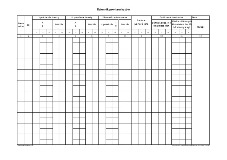 Dziennik Pomiaru Kä Tã W PDF | PDF