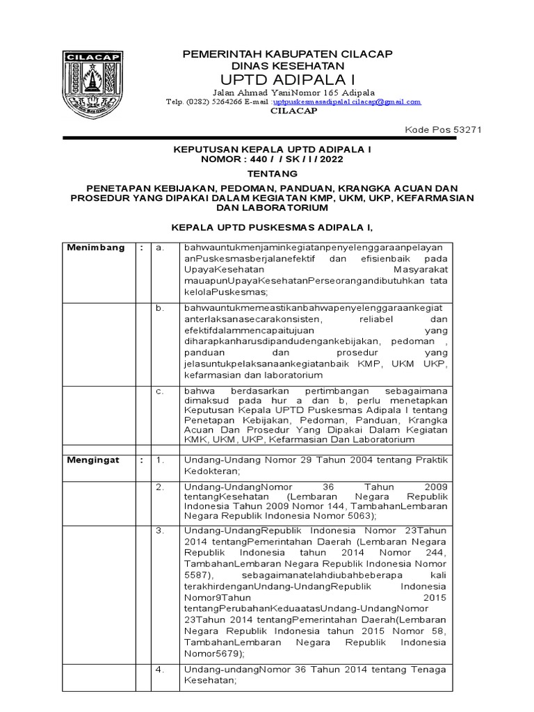 SK Kebijakan, Panduan, Kak Dan Sop | PDF