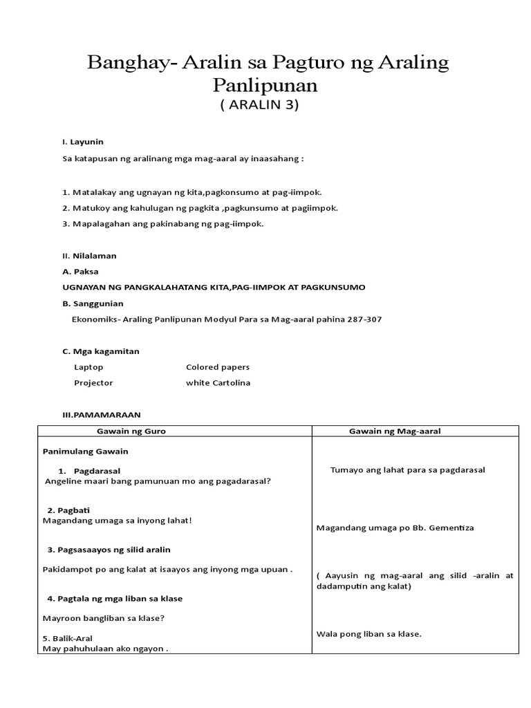 Aral-Pan Aralin 3 | PDF