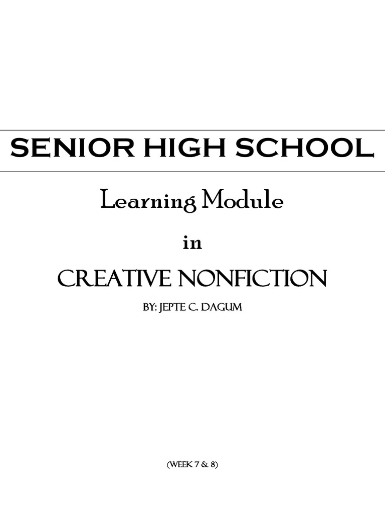 Lesson 07-08 - Creative Non-Fiction | PDF | Evaluation | Essays