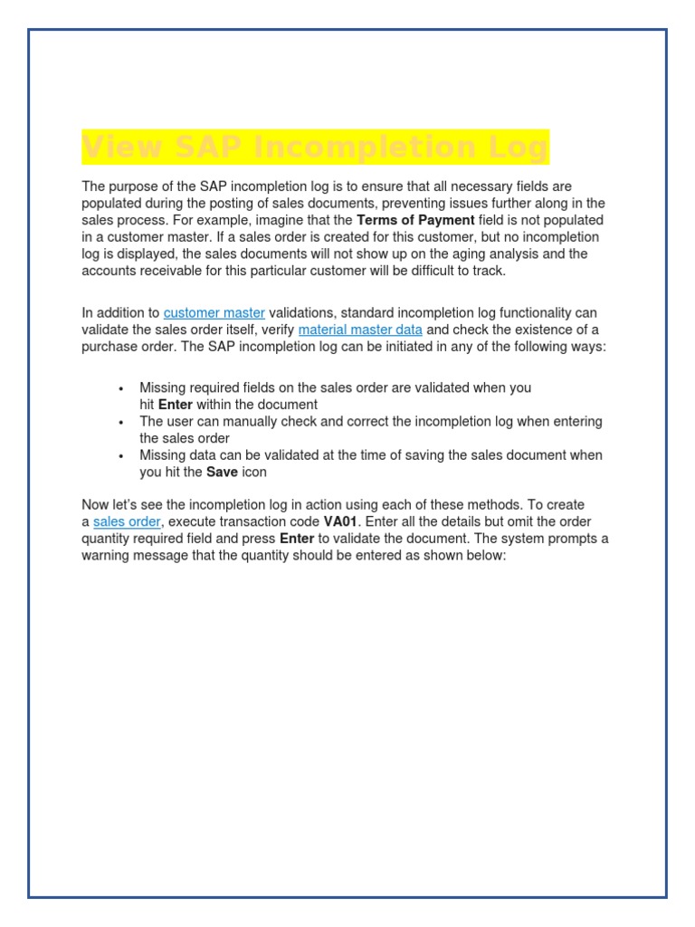 Sap SD Incompletion Log | PDF | Information | Button (Computing)