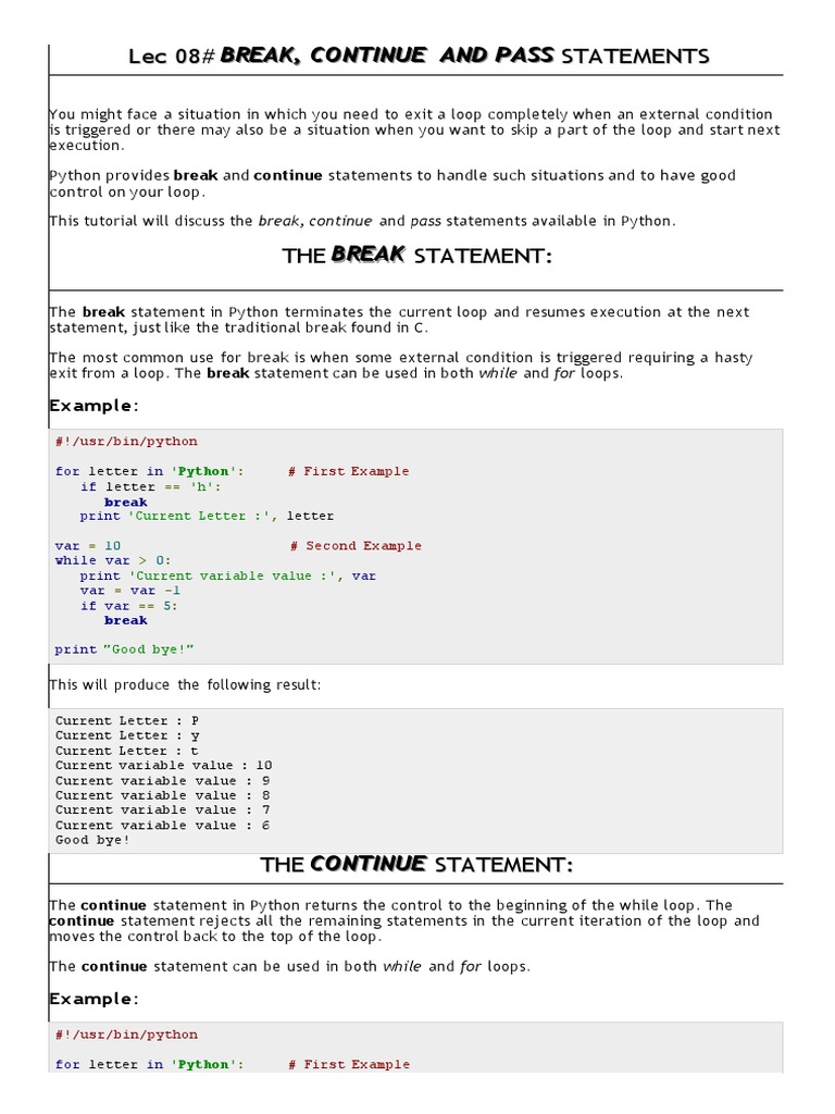 Game Development Using Python - Lecture 08 - Python - Loop - Control ...