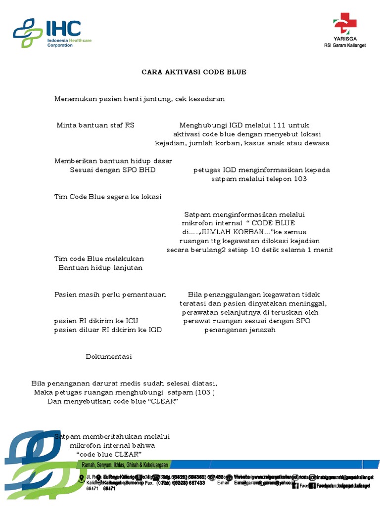 Cara Aktivasi Code Blue | PDF